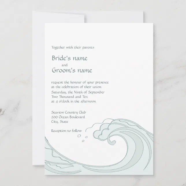 Ocean Waves Wedding Invitations | Zazzle