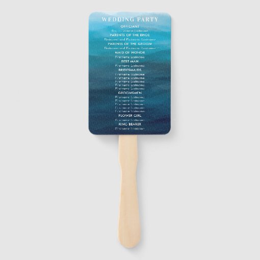 Ocean Waves Wedding Program Fan, Blue Hand Fan | Zazzle
