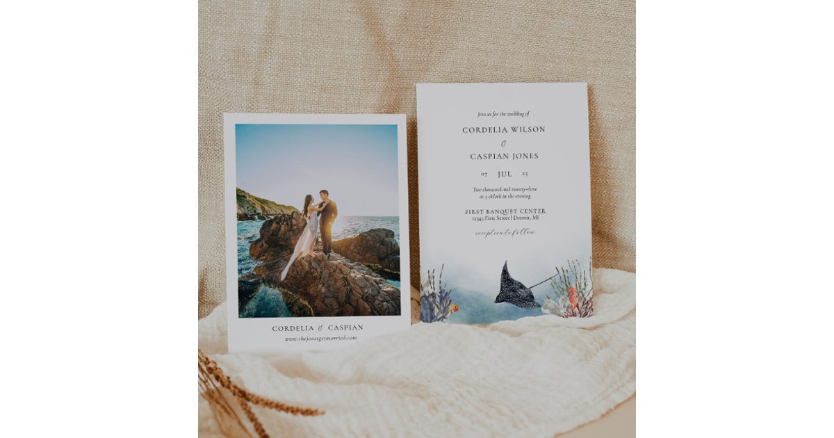 Ocean Wedding Invitations Under the Sea Watercolor | Zazzle