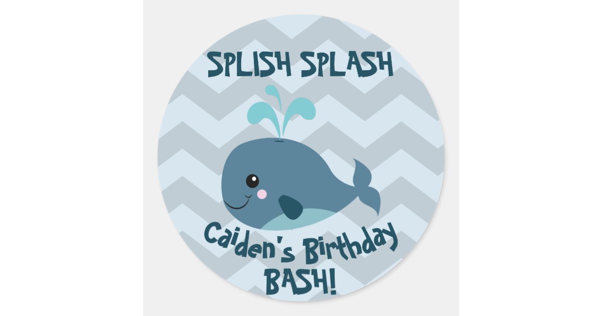 Ocean Whale themed Birthday Party Sticker | Zazzle