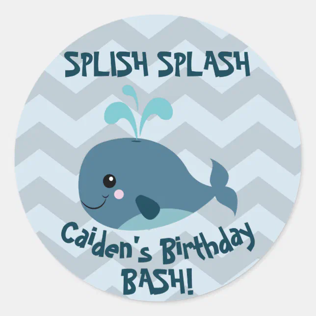 Ocean Whale themed Birthday Party Sticker | Zazzle