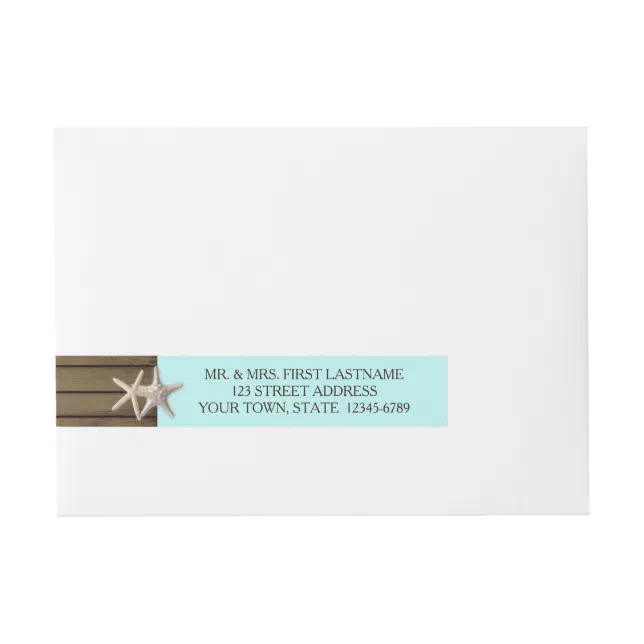 Ocean Wood and Starfish Wrap Around Address Label | Zazzle