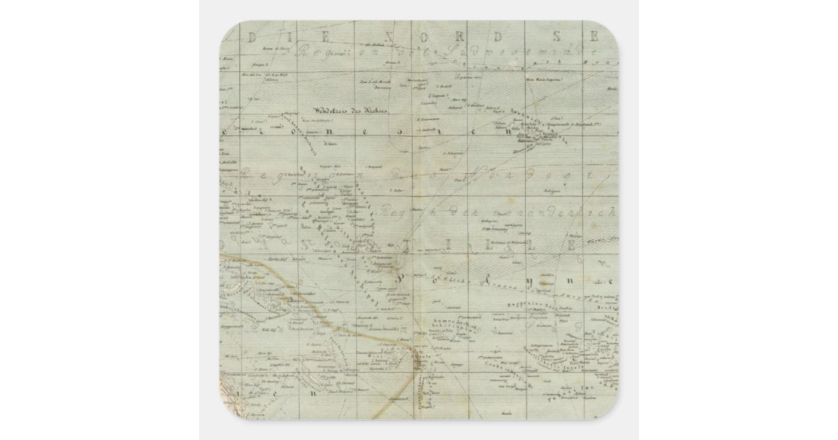 Oceania Atlas Map Square Sticker | Zazzle