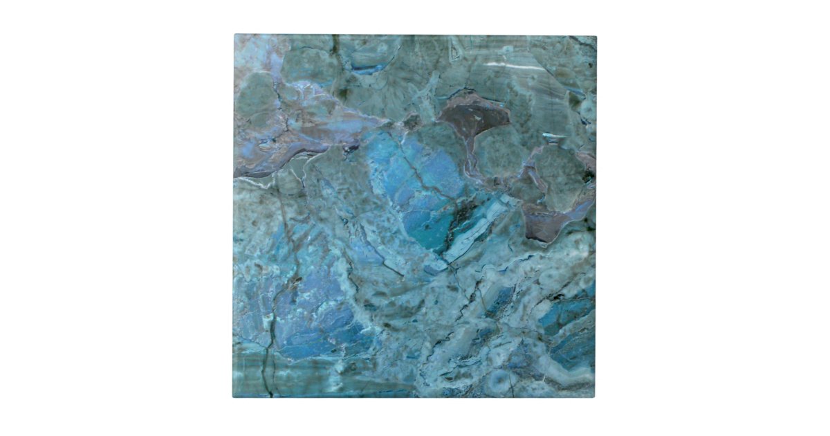 Oceania Teal & Blue Marble Ceramic Tile | Zazzle