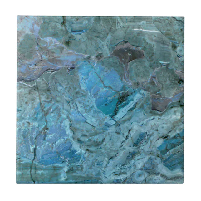 Oceania Teal & Blue Marble Ceramic Tile | Zazzle