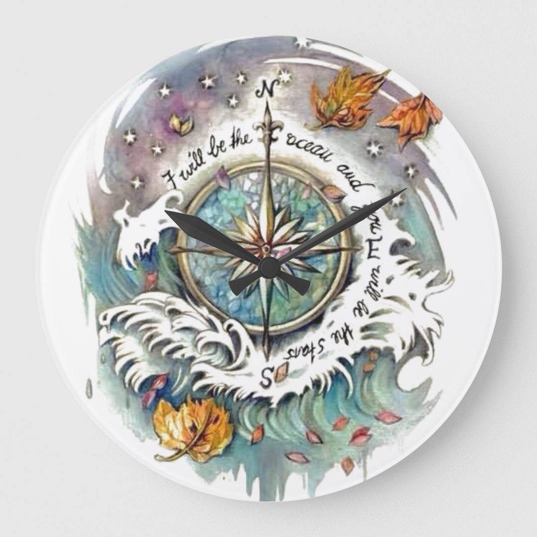 Oceanic design large clock | Zazzle