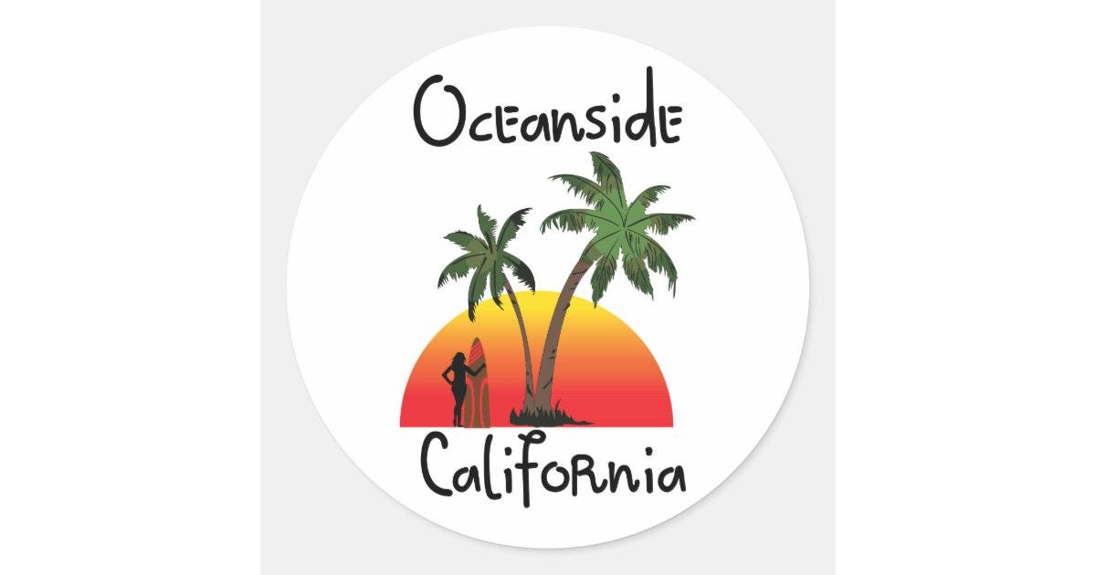 Oceanside California Classic Round Sticker | Zazzle