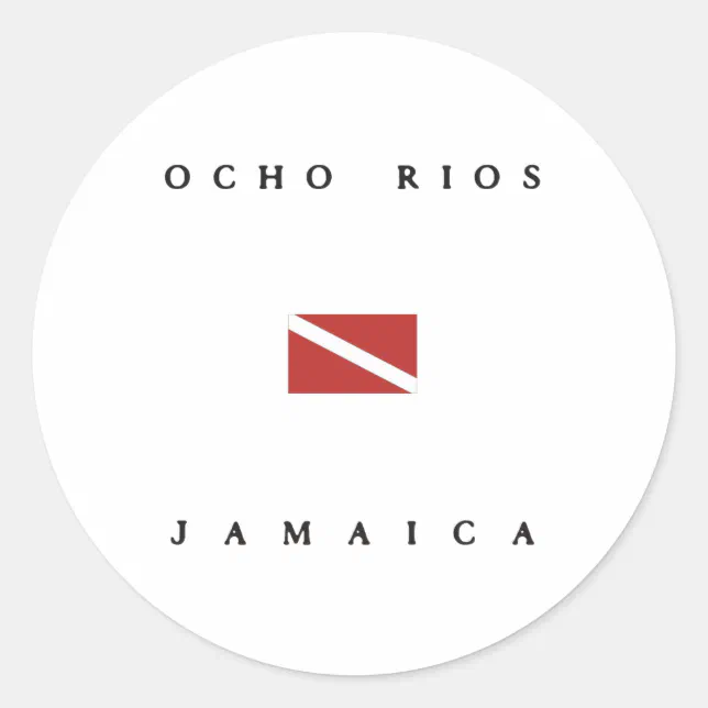 Ocho Rios Jamaica Scuba Dive Flag Classic Round Sticker | Zazzle