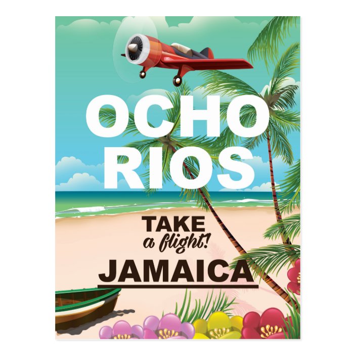 ocho rios jamaica travel poster postcard | Zazzle.com