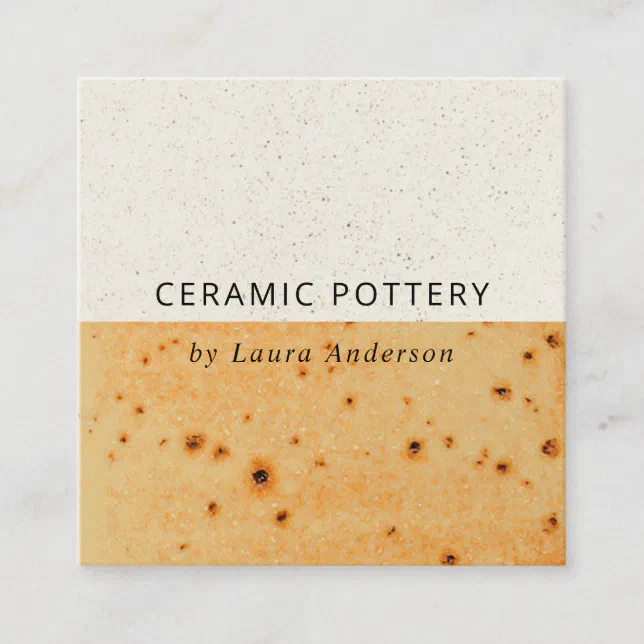 OCHRE RUST CERAMIC POTTERY GLAZED SPECKLED TEXTURE SQUARE BUSINESS CARD ...
