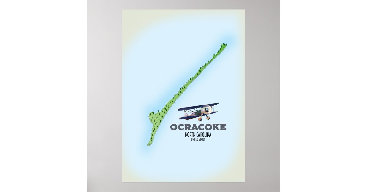 Ocracoke North Carolina USA map Poster | Zazzle