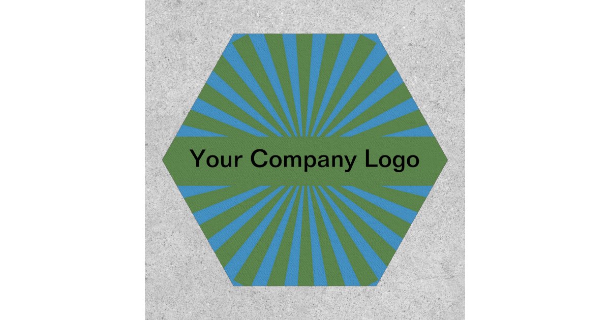 Octagon Patch Add Company Logo in Blue & Green | Zazzle