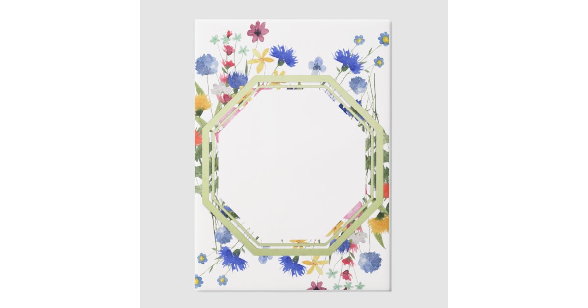 Octagon Wildflower Cover Sheet Vellum Invitations | Zazzle