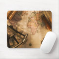 Octant, Compass And Telescope On Nautical Map Mouse Pad | Zazzle
