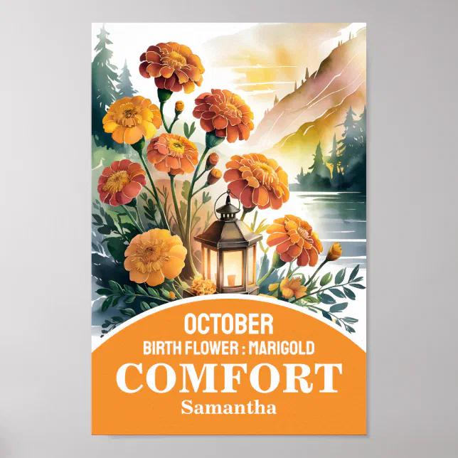 October Birth Month Flower Christian Nursery Art Poster | Zazzle
