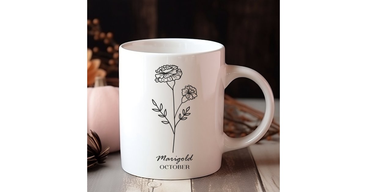 October Birth Month Flower Monogram Coffee Mug | Zazzle