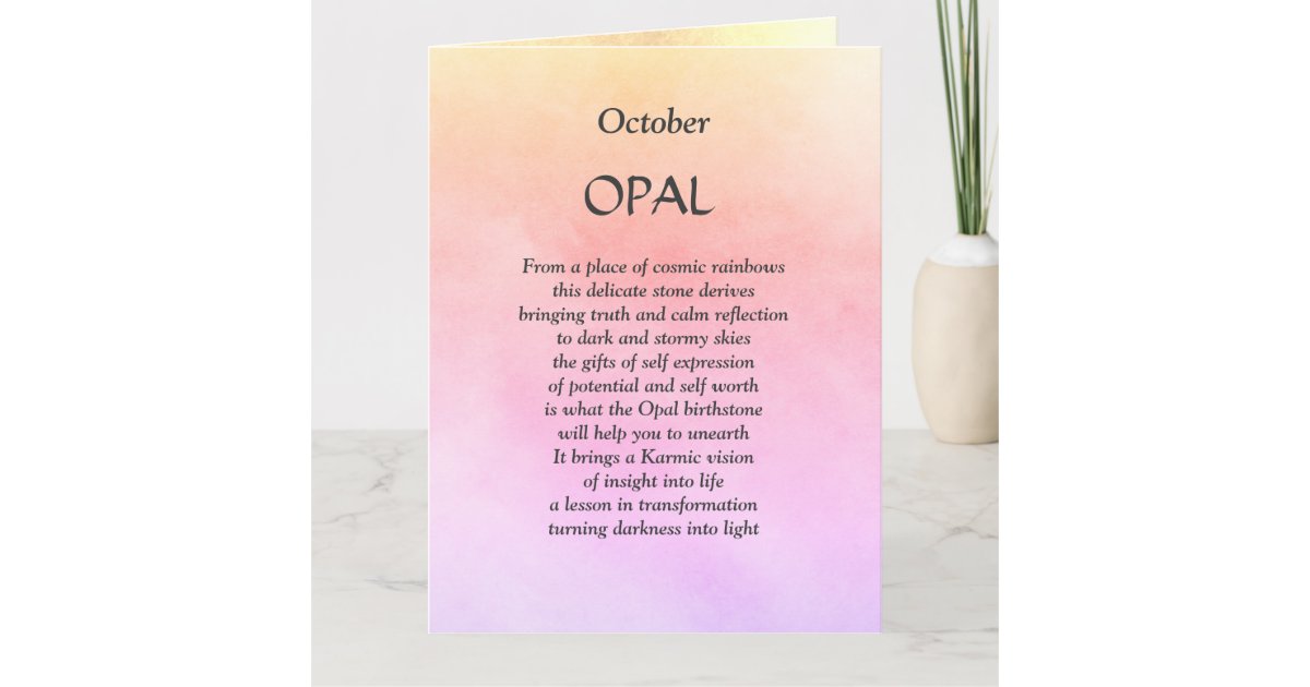 October birthday birthstone Opal Greeting Card | Zazzle