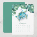 October Calendar Card, Sea Turtle | Zazzle