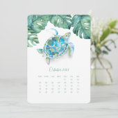 October Calendar Card, Sea Turtle | Zazzle
