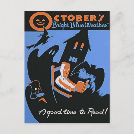 October Reading Library Halloween Poster Postcard | Zazzle.com