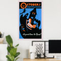 October Reading Library Halloween Vintage WPA Poster | Zazzle