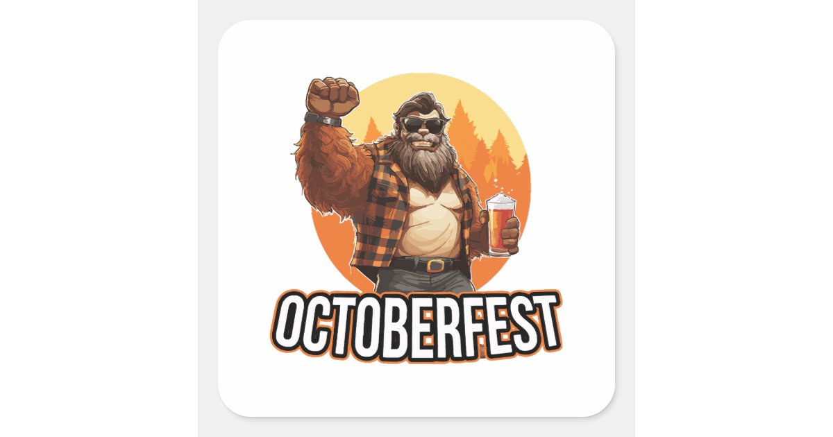 Octoberfest Bigfoot Square Sticker | Zazzle