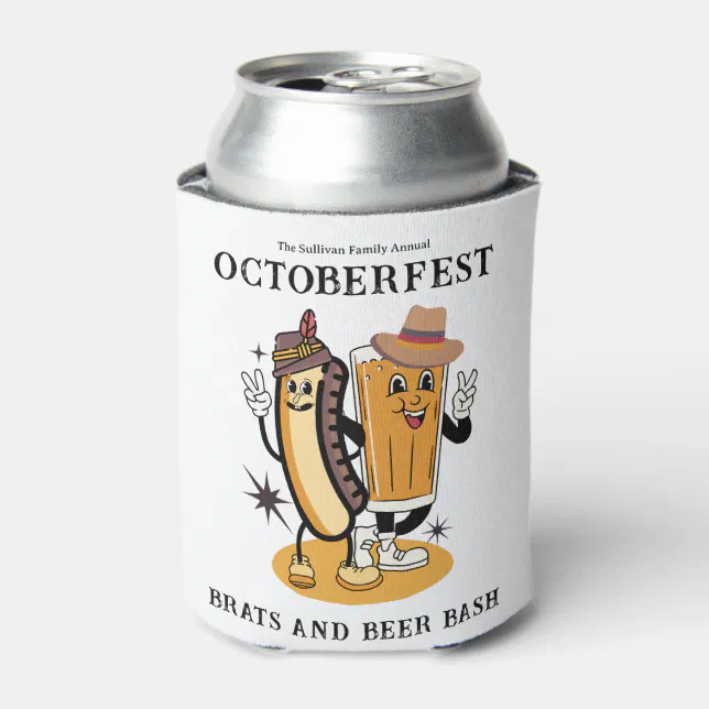 Octoberfest Brats and Beer Fall Party Retro Can Cooler | Zazzle