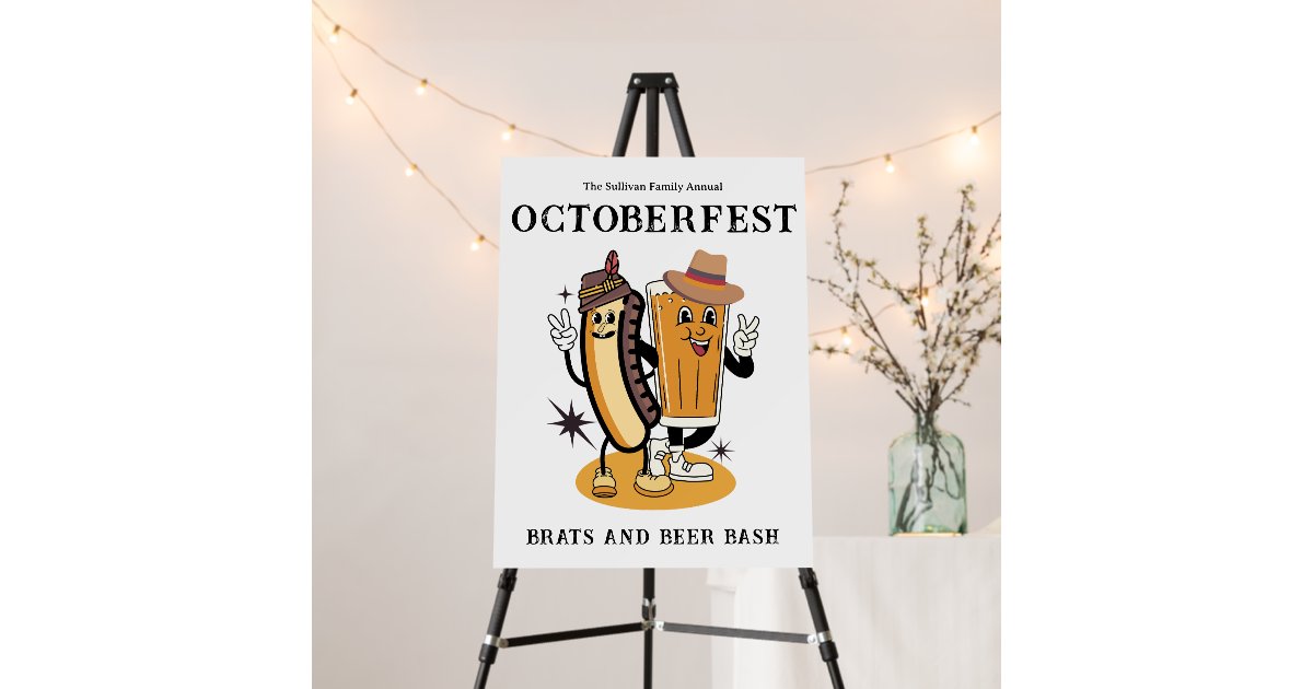 Octoberfest Brats and Beer Fall Party Retro Foam Board | Zazzle