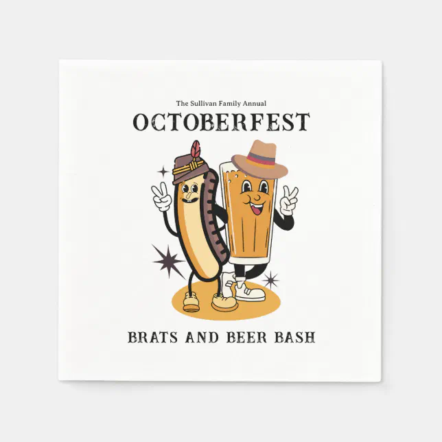 Octoberfest Brats and Beer Fall Party Retro Napkins | Zazzle