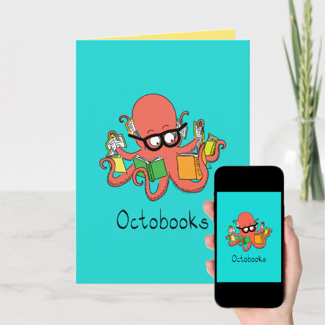 Octobooks - Octopus Reading Books Greeting Card | Zazzle