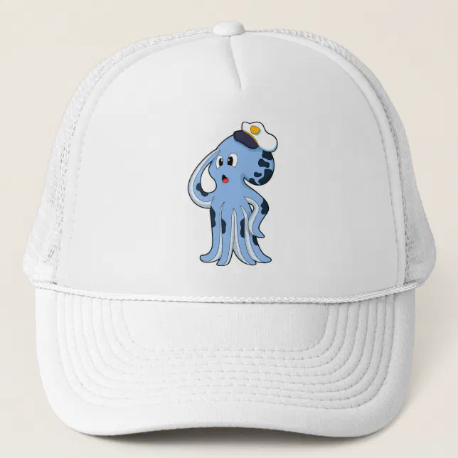 Octopus as Captain with Cap | Zazzle