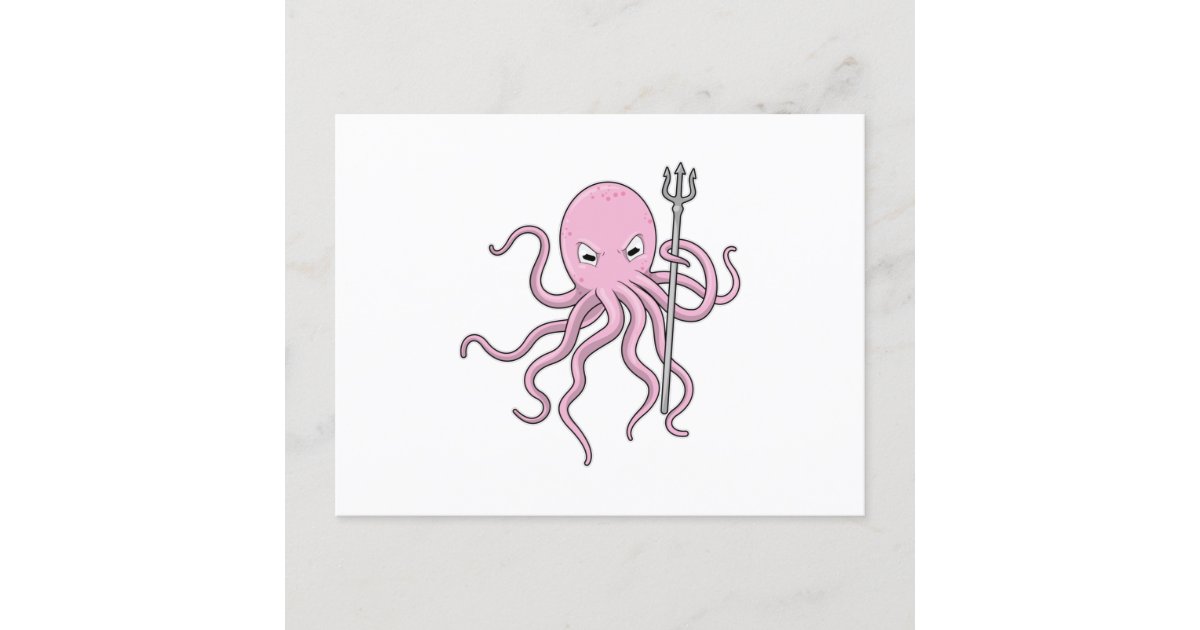 Octopus as Wizard with Trident Postcard | Zazzle
