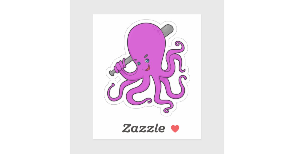 Octopus Baseball Baseball bat Sticker | Zazzle