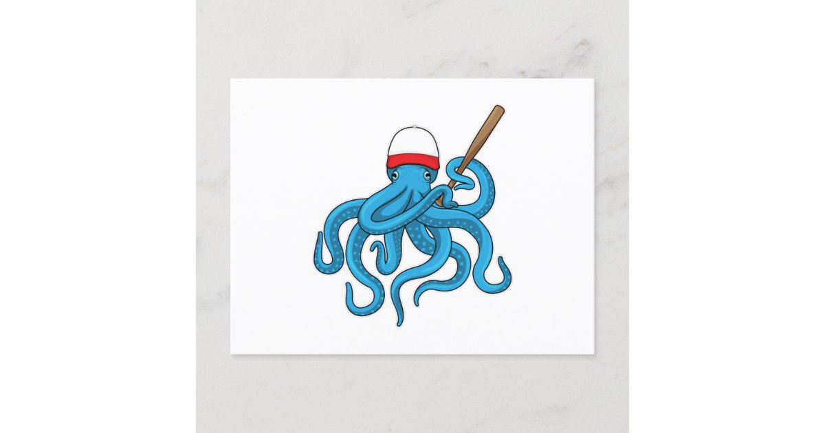 Octopus Baseball bat Baseball Postcard | Zazzle