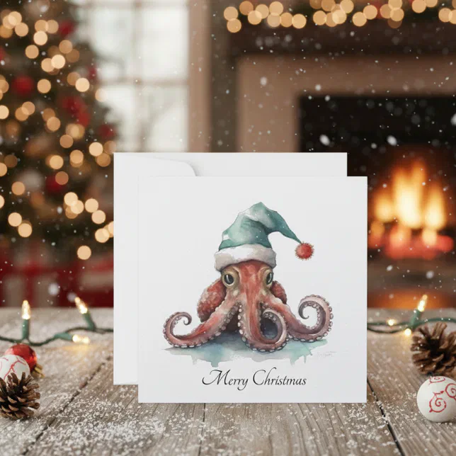 Octopus Christmas Joy, custom Holiday Card | Zazzle