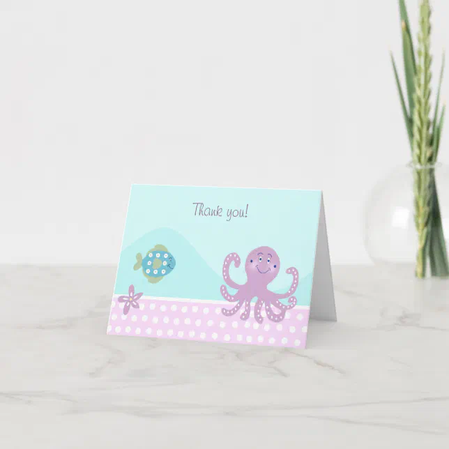 OCTOPUS & FISH Folded Thank you notes | Zazzle