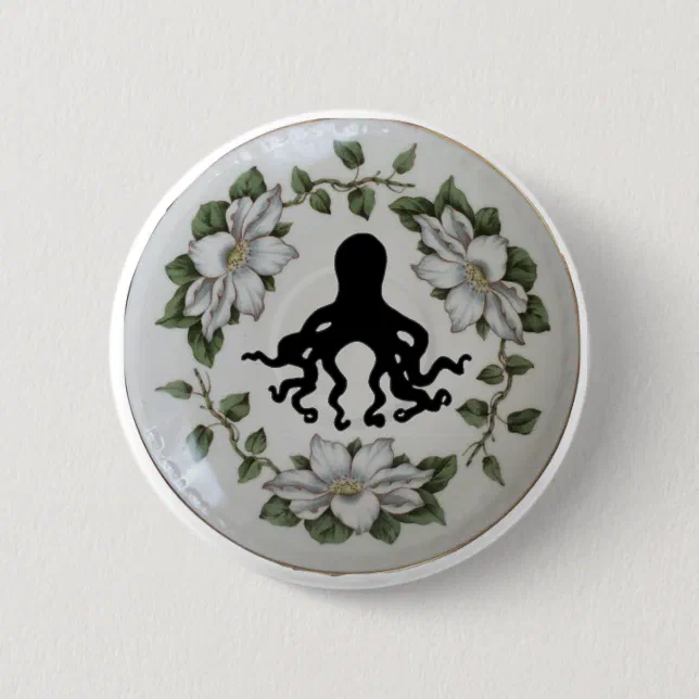 Octopus in a Teacup Pin Badge Button | Zazzle
