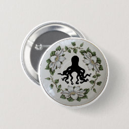 Octopus in a Teacup Pin Badge Button | Zazzle