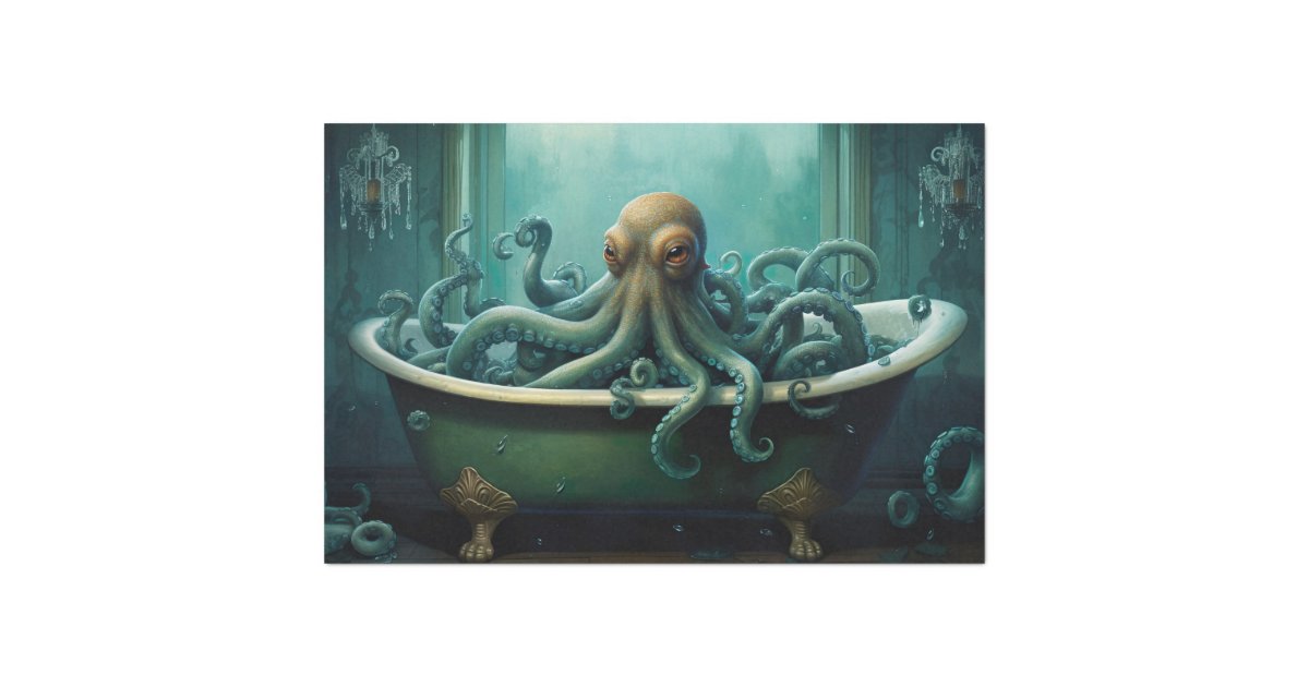 Octopus in Bathtub 1 Decoupage Paper | Zazzle