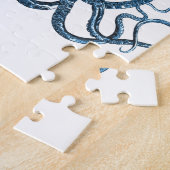 Octopus kraken nautical coastal ocean beach blue jigsaw puzzle | Zazzle