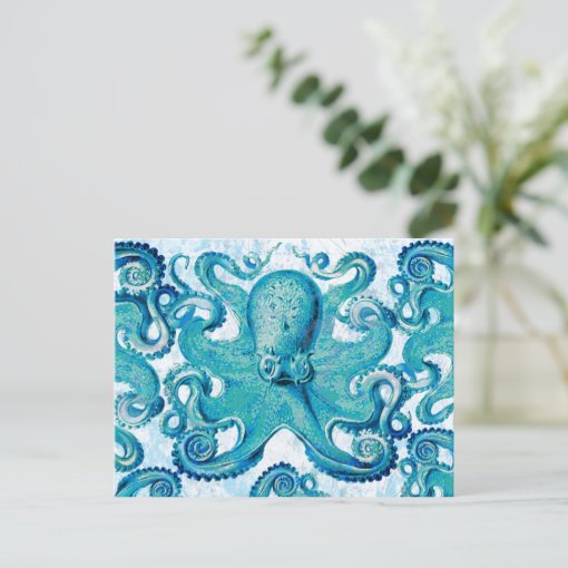 Octopus Marine Life Ocean Animals Beach Nautical Postcard | Zazzle