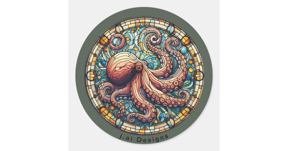 Octopus Medallion Classic Round Sticker | Zazzle