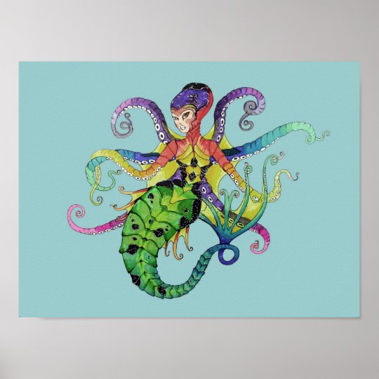 Octopus Mermaid Poster print | Zazzle.com