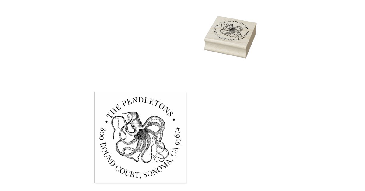 Octopus Name Address Rubber Stamp | Zazzle