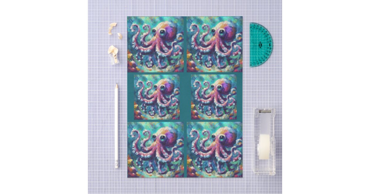 Octopus Nautical Beach Coastal Decoupage Tissue Paper | Zazzle