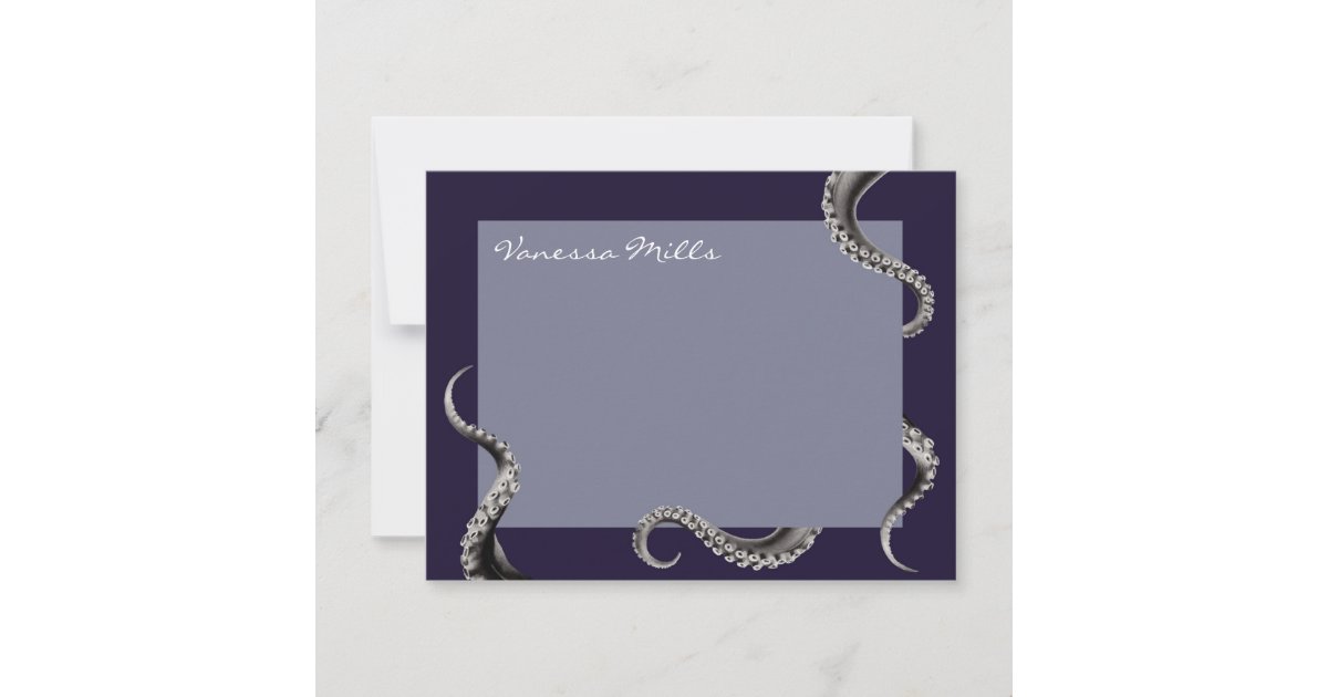 Octopus Navy Note Card | Zazzle
