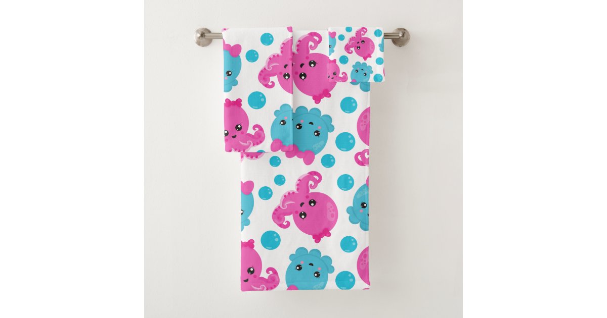 Octopus Pattern, Cute Octopus, Sea Animals Bath Towel Set | Zazzle