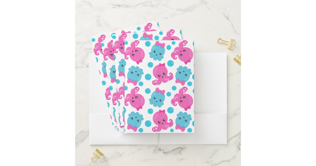 Octopus Pattern, Cute Octopus, Sea Animals Pocket Folder | Zazzle