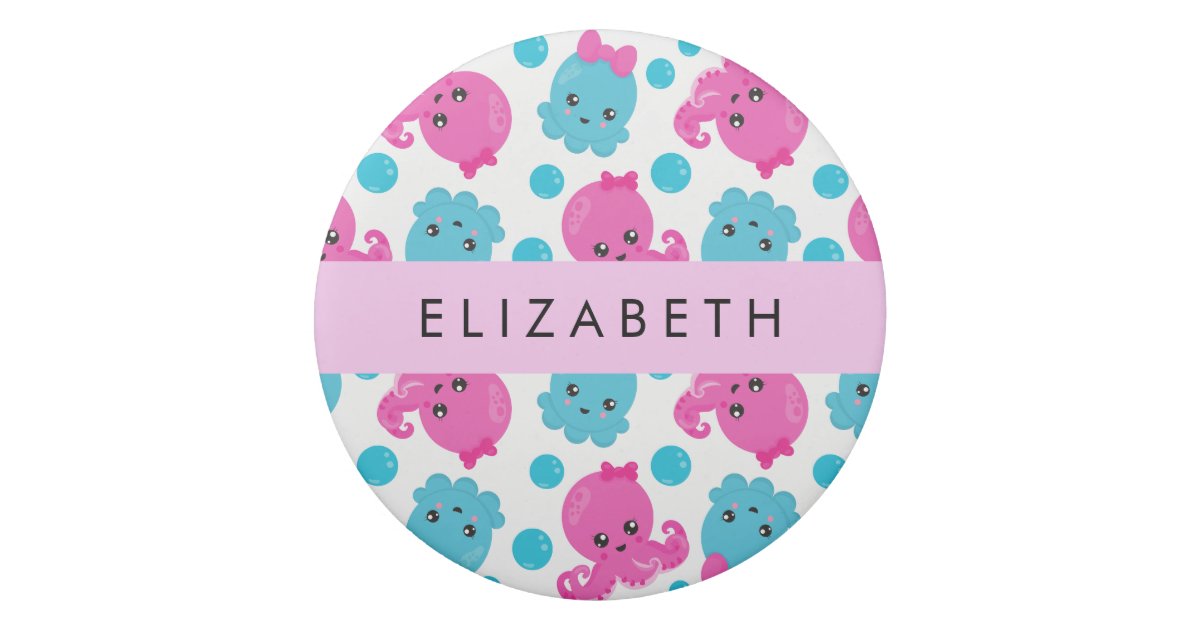 Octopus Pattern, Cute Octopus, Sea, Your Name Eraser | Zazzle
