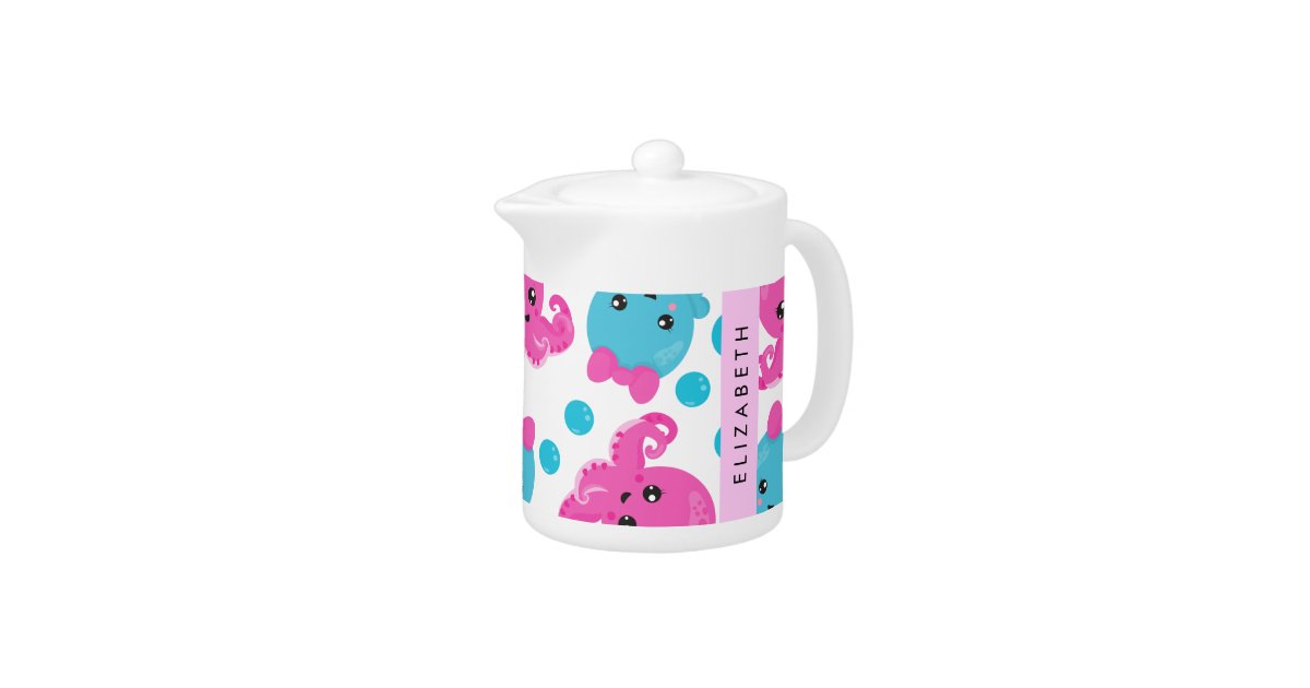 Octopus Pattern, Cute Octopus, Sea, Your Name Teapot | Zazzle